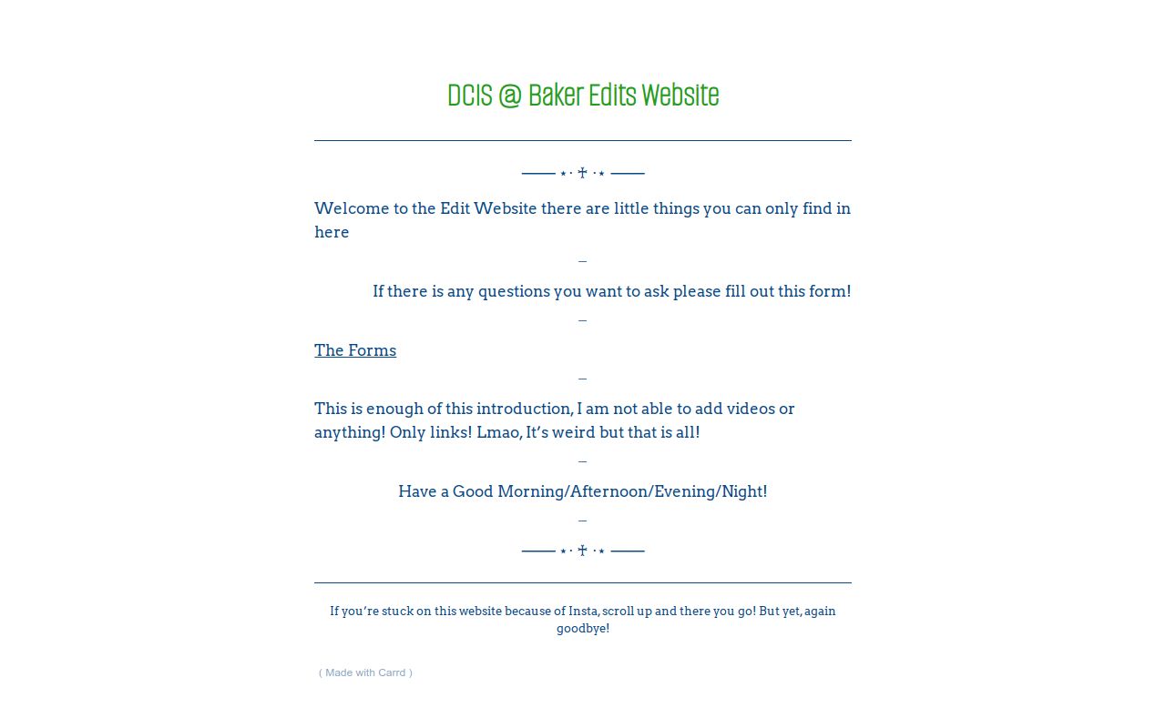 DCIS @ Baker Edit Website